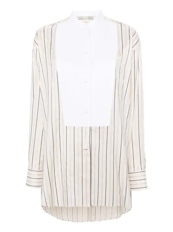 Stella McCartney Contrasting-panel Striped Shirt - Neutrals