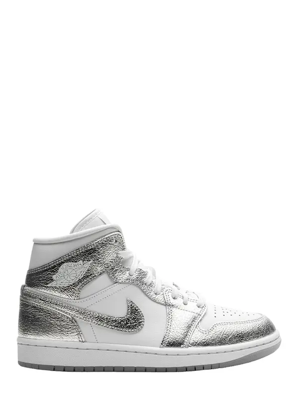 JORDAN Air 1 Mid Se Metallic Silver Sneakers - White
