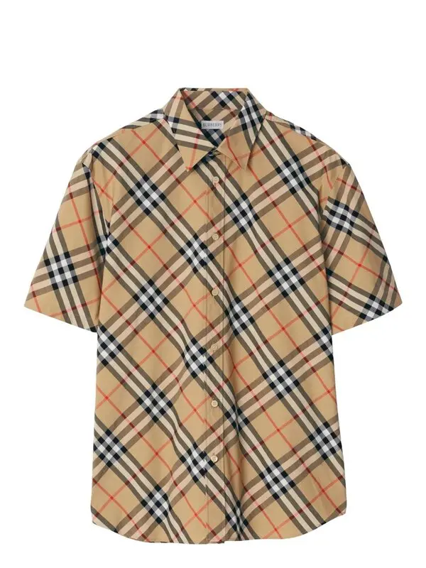 Burberry Checked Cotton Shirt - Neutrals