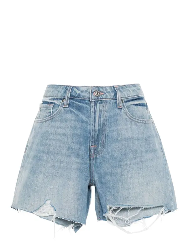 7 For All Mankind Distressed Denim Shorts - Blue