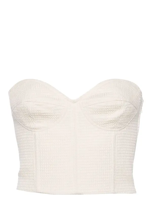 FORTE_FORTE Sweetheart-neck Crop Top - Neutrals