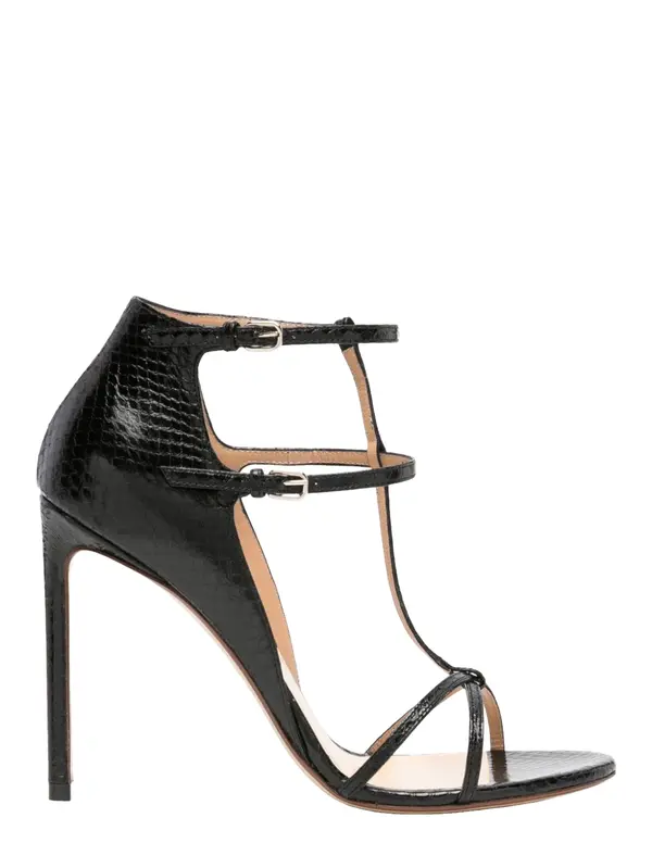 FRANCESCO RUSSO 105mm Snakeskin-effect Sandals - Black