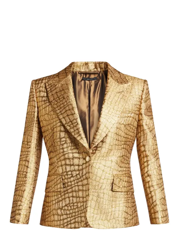 TOM FORD Snakeskin-effect Woven Blazer - Gold
