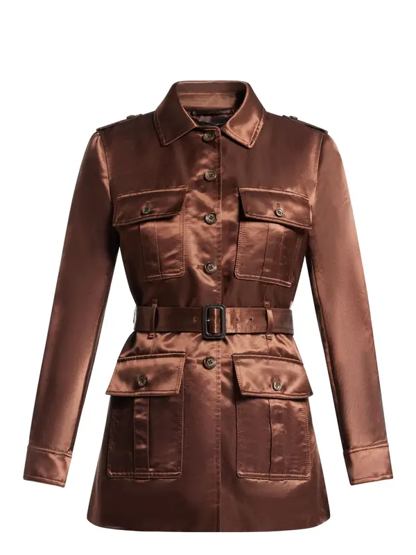 TOM FORD Satin Belted Jacket - Brown