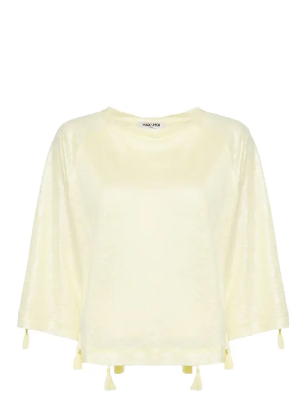 Max & Moi Tassel-detail Linen Jersey Top - Yellow