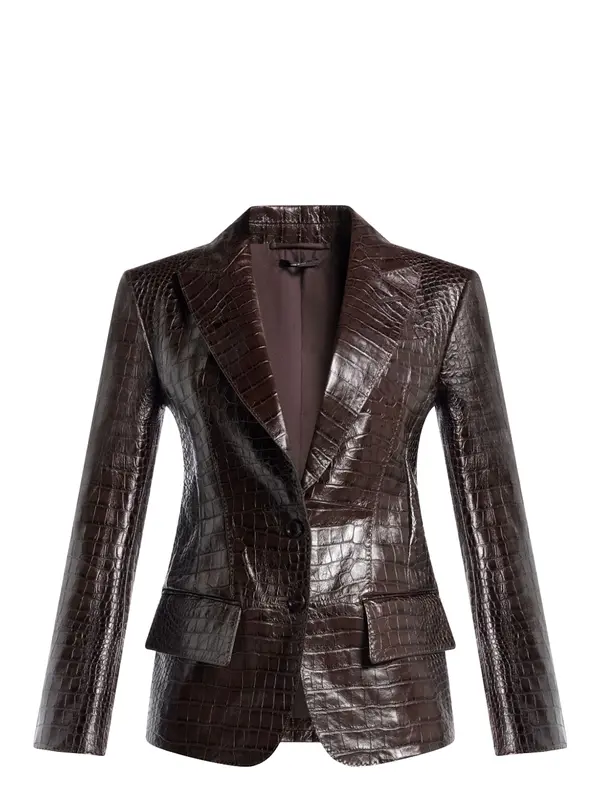 TOM FORD Snakeskin-effect Leather Blazer - Brown
