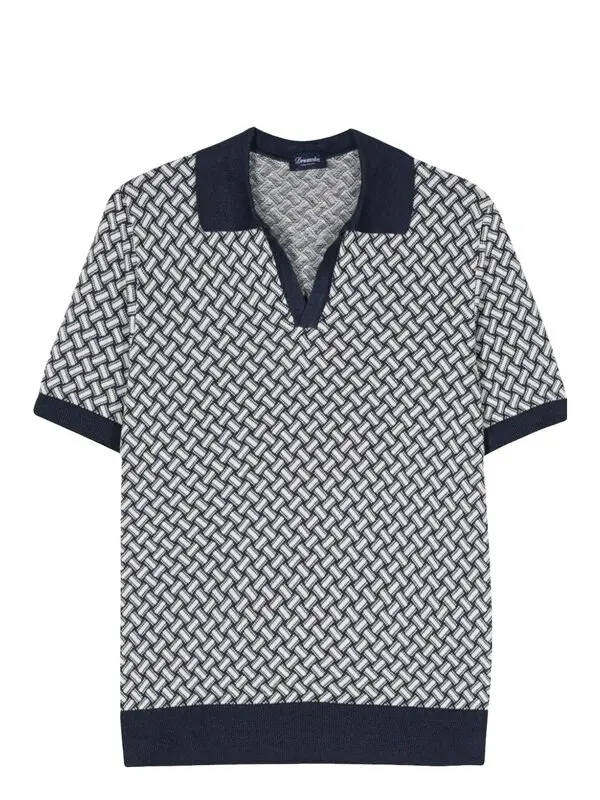 DRUMOHR Patterend-jacquard Polo Shirt - Blue