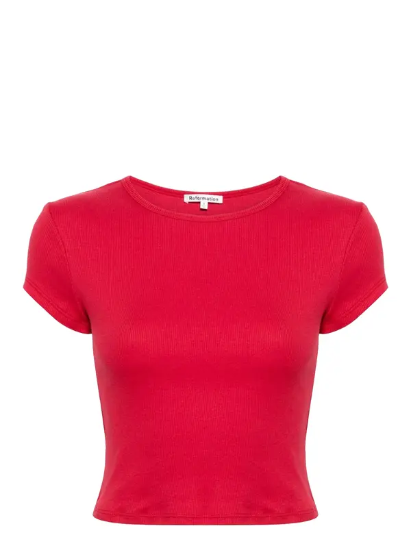 REFORMATION Muse Cropped T-shirt - Red
