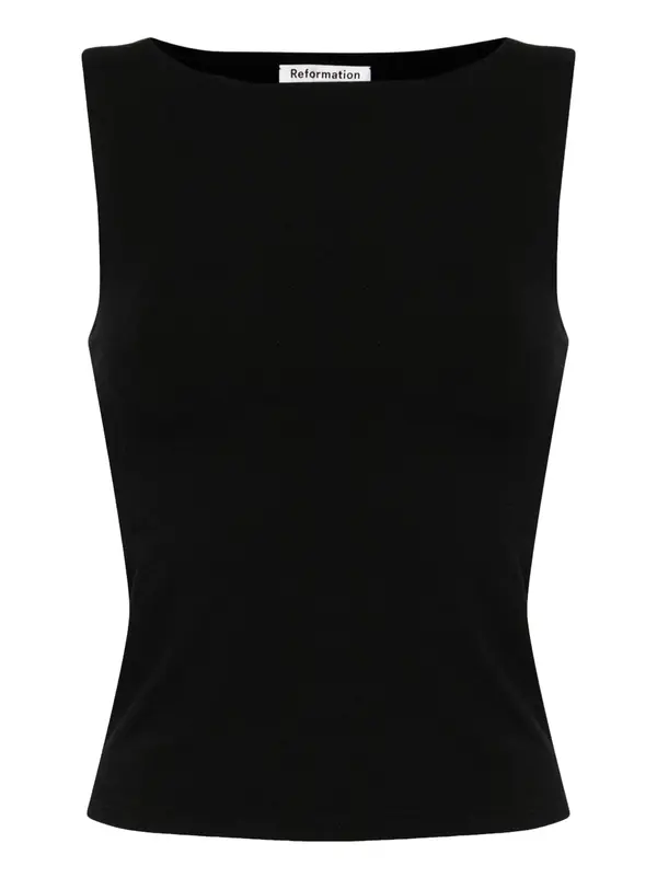 REFORMATION Dusk Boat-neck Top - Black