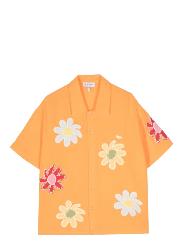 Mira Mikati Floral-embroidered Cotton Shirt - Orange