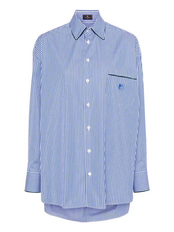 Etro Logo-embroidered Striped Shirt - Blue