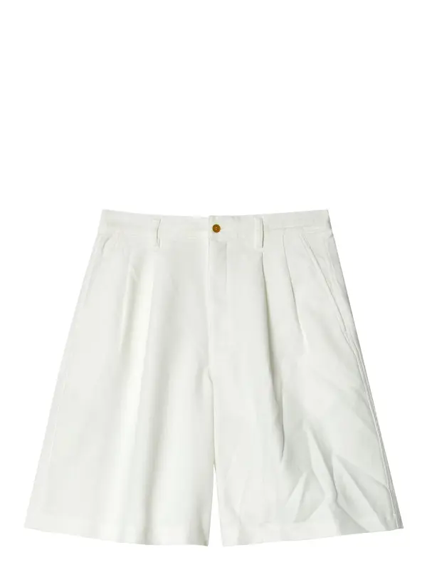 Comme Des Garçons Pleat-detail Wide-leg Shorts - White