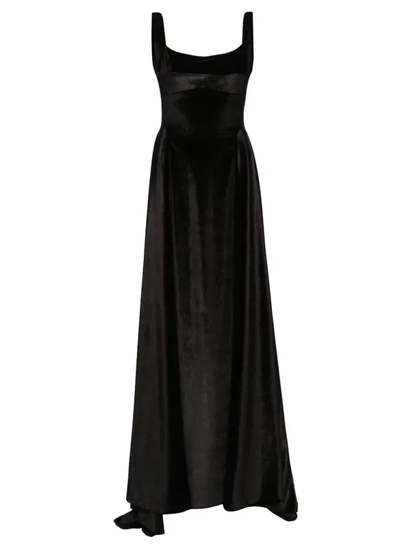 ATU BODY COUTURE V-back Velvet Gown - Black