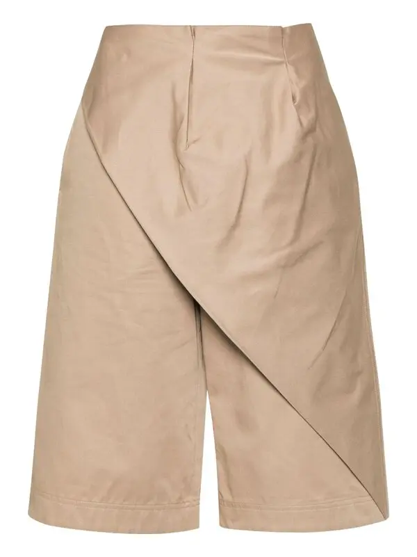 Loewe Overlapping Faille Pleated Shorts - Neutrals