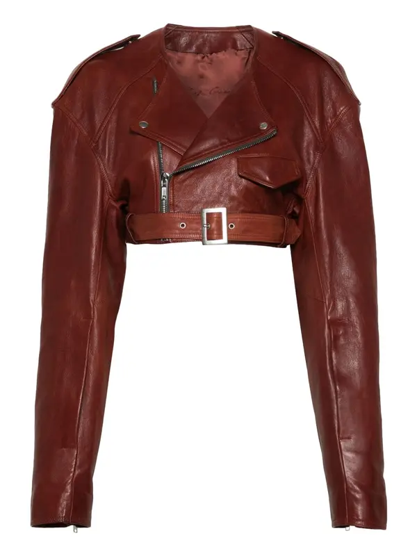 Rick Owens Micro Biker Cropped Jacket - Orange