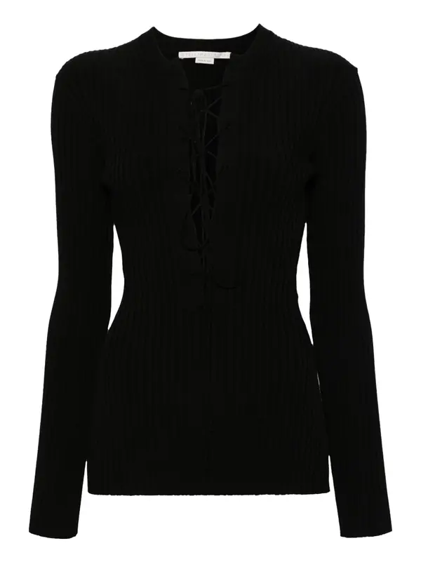 Stella McCartney Lace-up Ribbed Jumper - Black