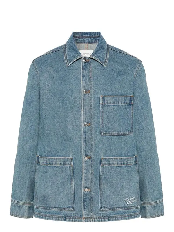 Maison Kitsuné Spread-collar Denim Jacket - Blue