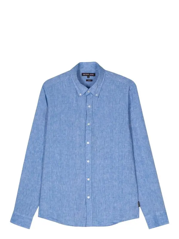 Michael Kors Slub-texture Linen Shirt - Blue