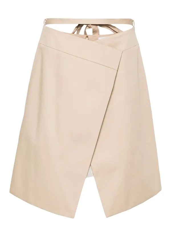 Patou Wrap-design Cotton Skirt - Neutrals