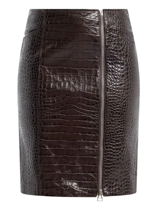 TOM FORD Crocodile-effect Mini Skirt - Brown