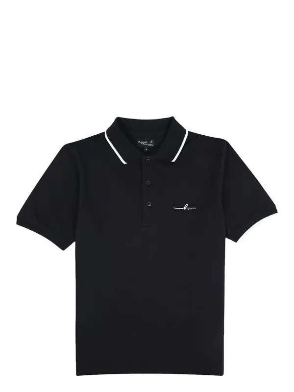 AGNES B. Brazilia Cotton Polo Shirt - Black
