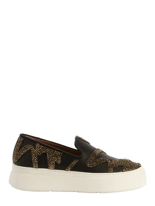 GIUSEPPE ZANOTTI Gz Mike Sign Leather Slip-on Sneakers - Black