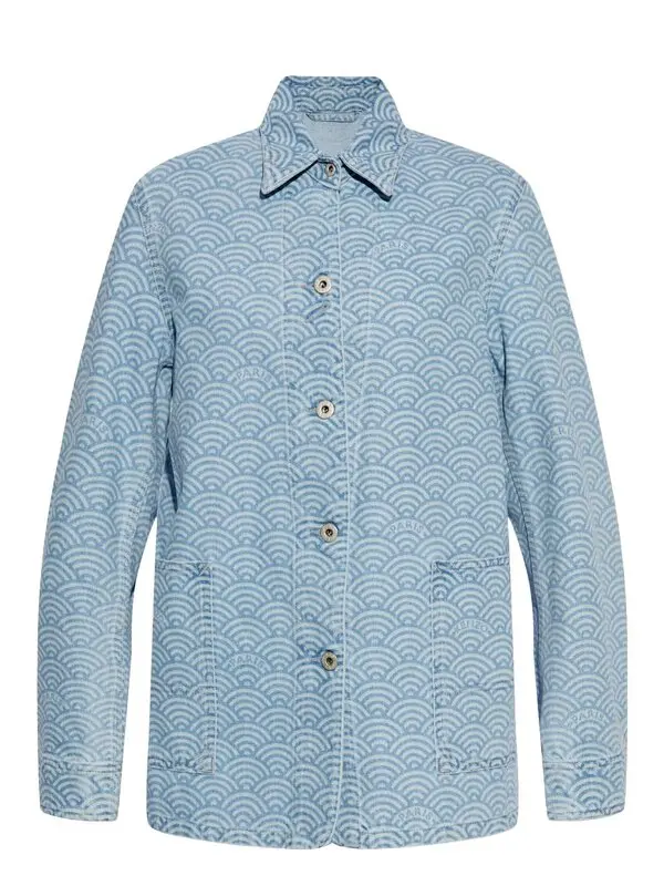 Kenzo Graphic-print Denim Jacket - Blue
