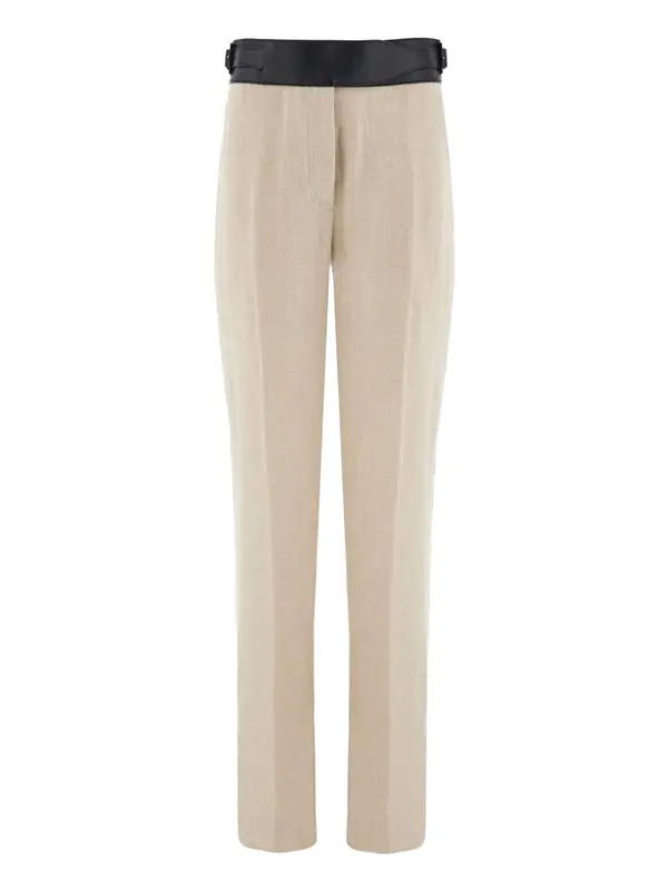 FERRAGAMO Tailored Linen Trousers - Neutrals