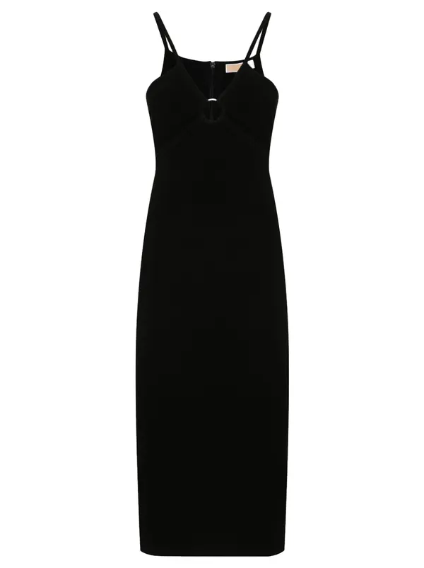 Michael Kors Cut-out Detail Knitted Midi Dress - Black