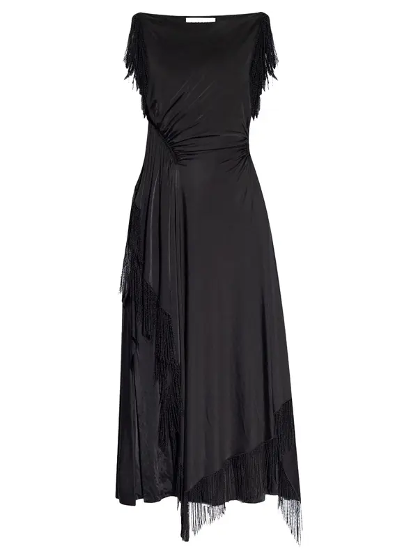 LANVIN Embroidered Detailing Midi Dress - Black