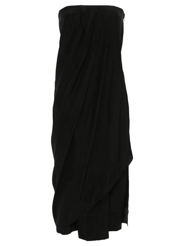 Gauge81 Onna Strapless Silk Midi Dress - Black