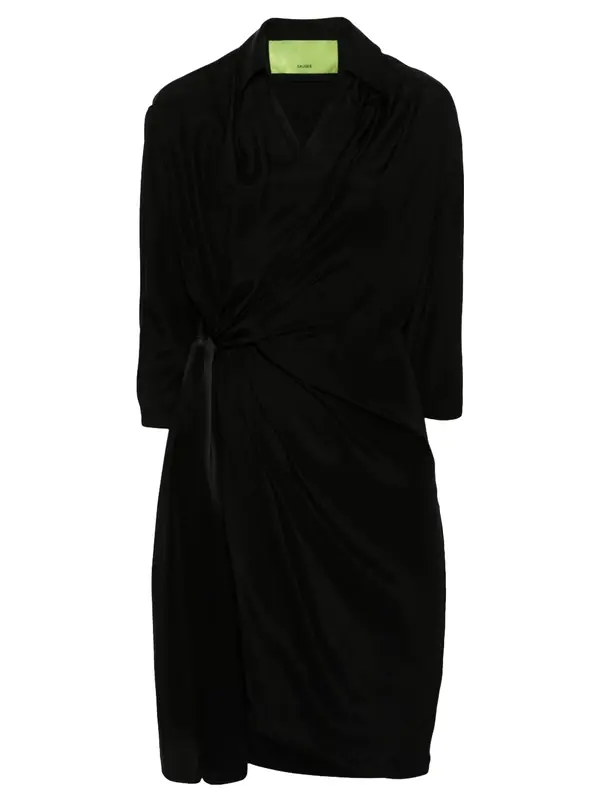 Gauge81 Miya Silk Wrap Dress - Black