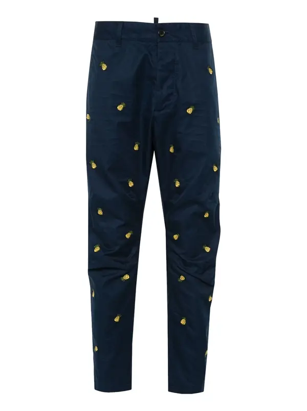 Dsquared2 Embroidered Fruits Chino Pants - Blue