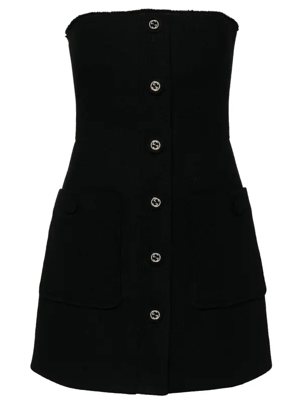 Gucci Interlocking G Buttons Mini Dress - Black
