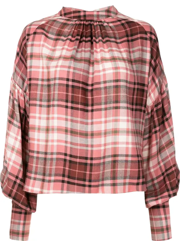 OLYMPIAH Check-print Blouse - Red