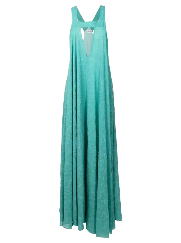 OLYMPIAH Plunging V-neck Gown - Green