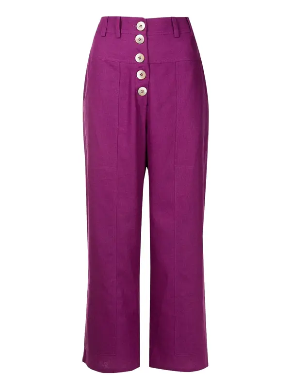OLYMPIAH Cropped Button-front Trousers - Purple