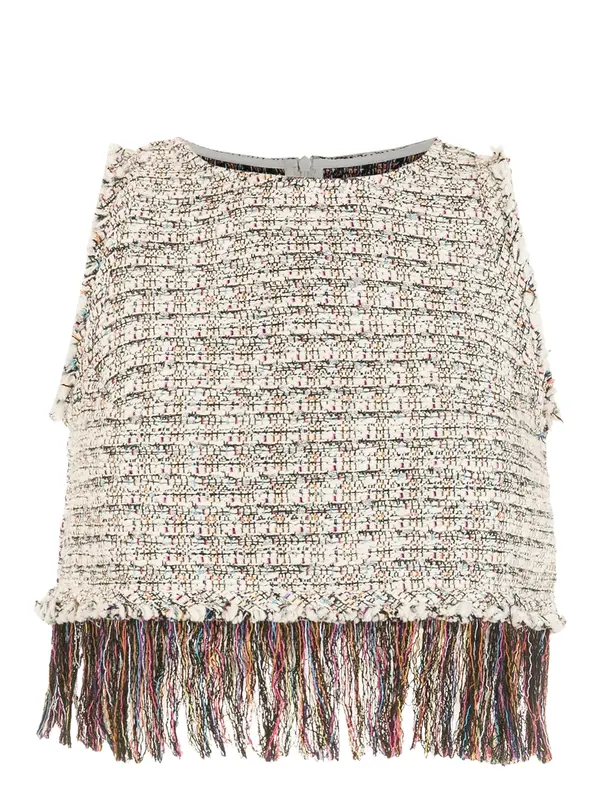 OLYMPIAH Cropped Tweed Top - Neutrals