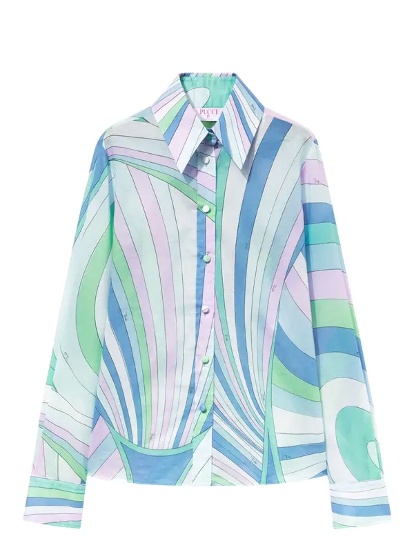 Emilio Pucci Iride-print Cotton Shirt - Blue
