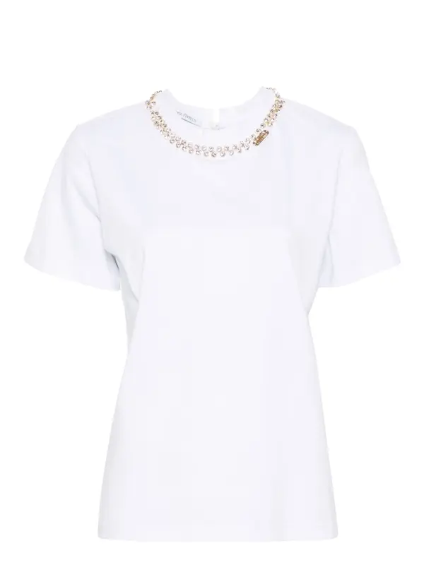 Alberta Ferretti Crystal-embellished T-shirt - White