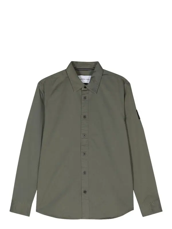 Calvin Klein Logo-patch Cotton Shirt - Green