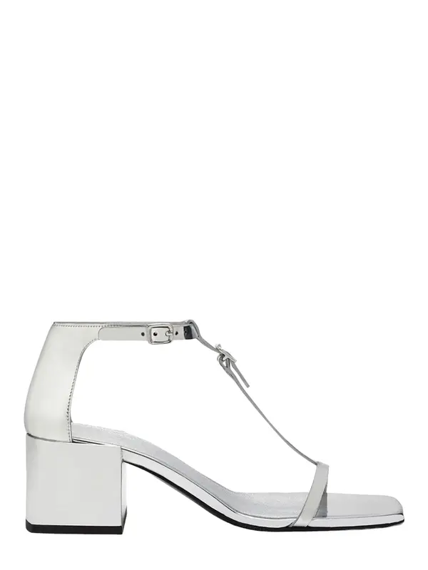 COURREGES Double Buckle Leather Sandals - Silver