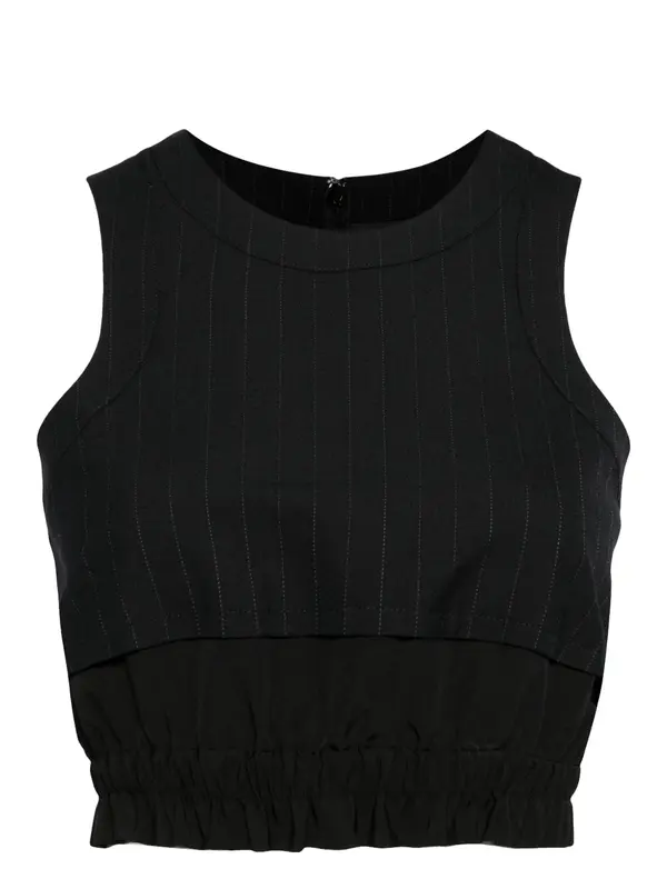 Sacai Pinstripe Crop Top - Black