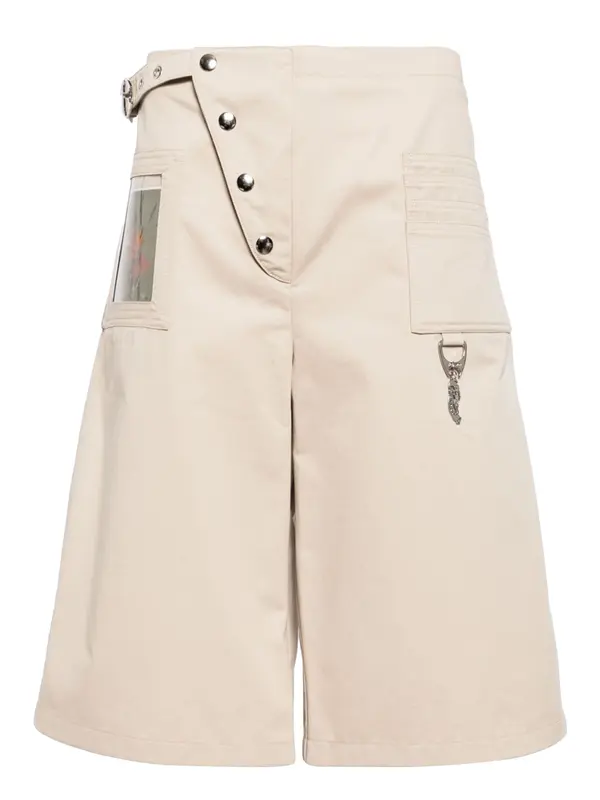 CHOPOVA LOWENA Wide-leg Cotton Shorts - Neutrals