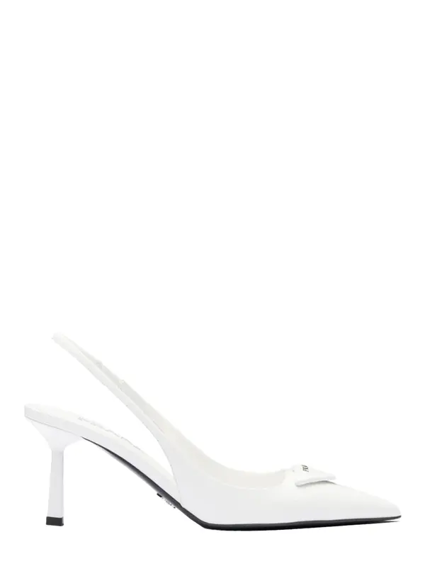 Prada 75mm Leather Slingback Pumps - White