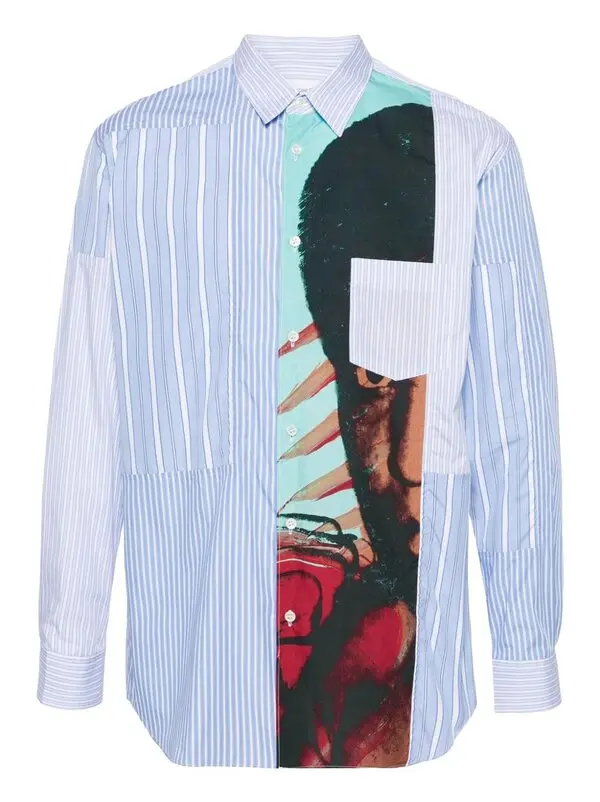 Comme Des Garçons Mixed-prints Panelled Shirt - Blue