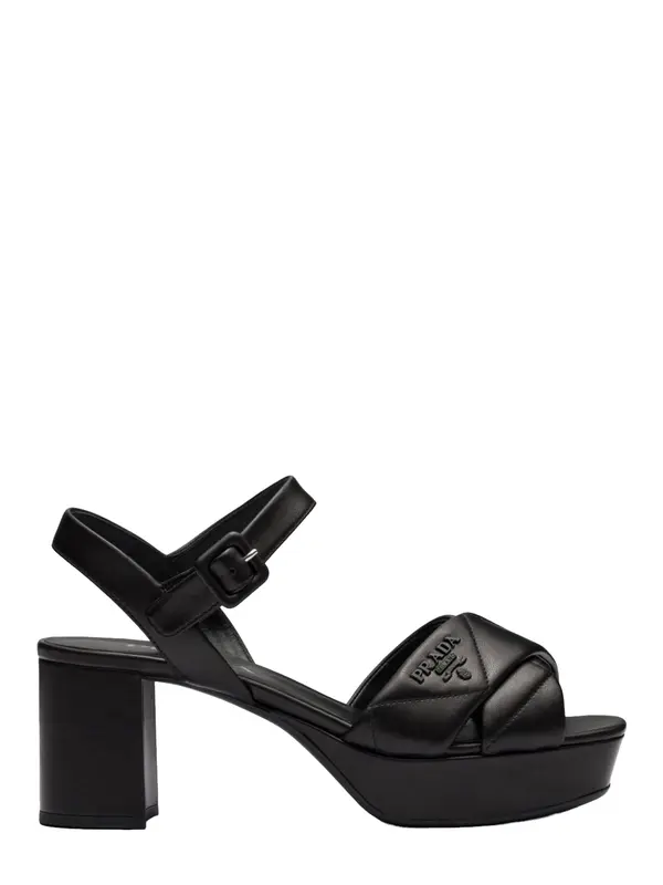 Prada 65mm Quilted Leather Sandals - Black