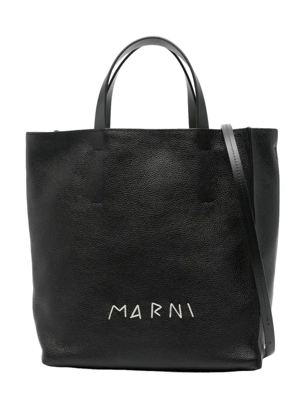 Marni Logo-embroidered Tote Bag - Black