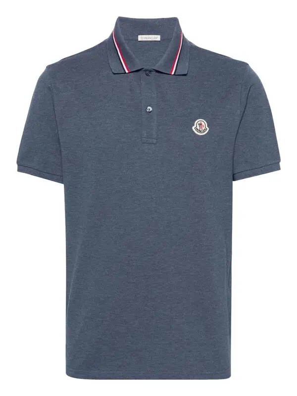 Moncler Logo-patch Piqué Polo Shirt - Blue