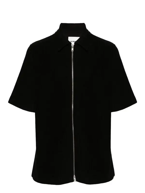 JIL SANDER Towelling Zip-up Shirt - Black